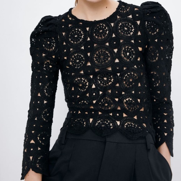 Zara | Tops | Zara Black Textured Weave Top Nwt | Poshmark